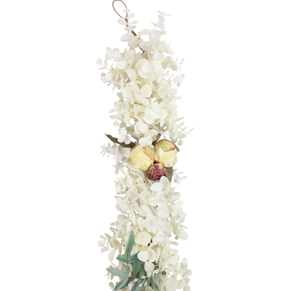 Decoratieve eucalyptus slinger 170 cm met kunstmatige rozen | Floristik24