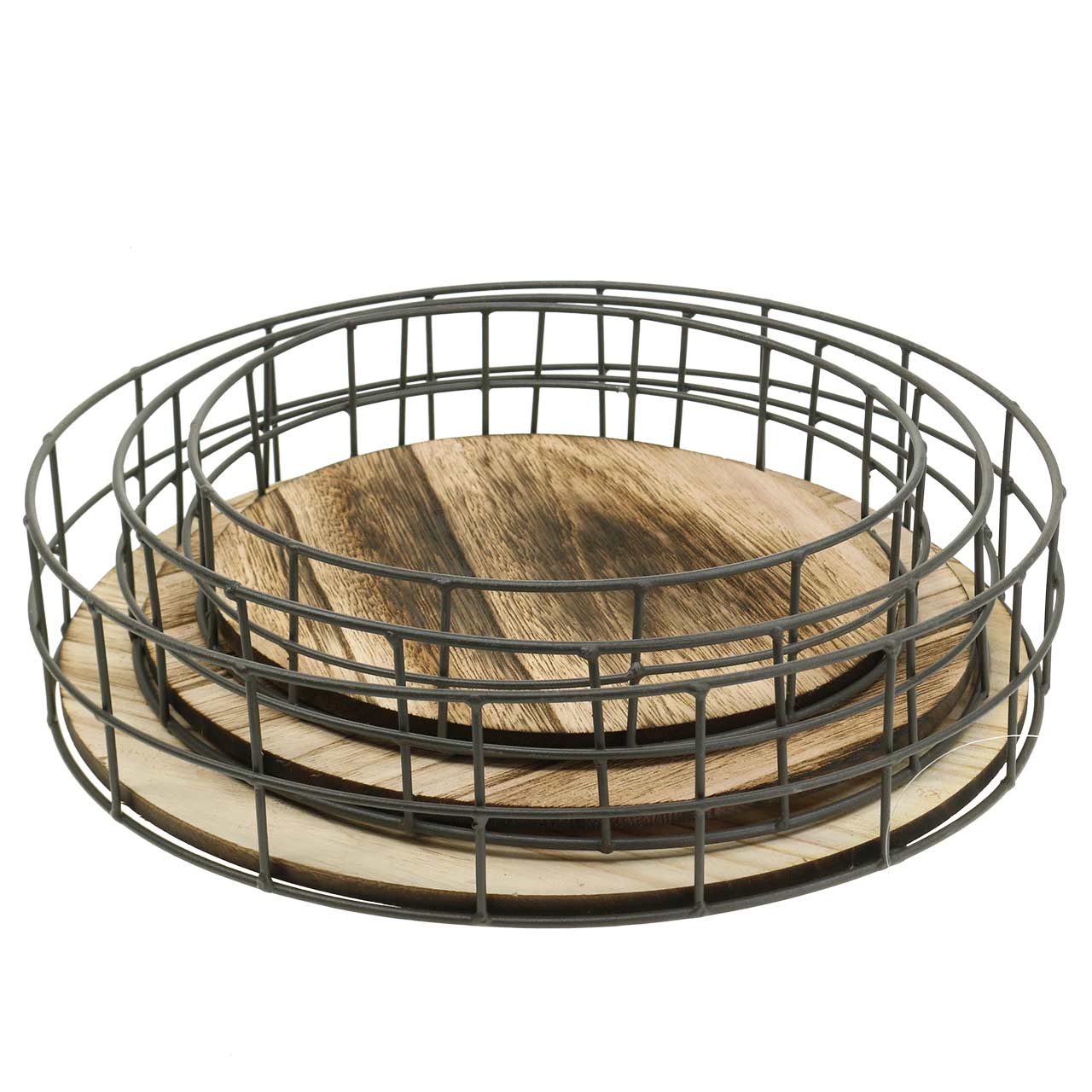 Floristik24.nl Decoratief dienblad rond hout, metaal naturel Ø25/30 ...