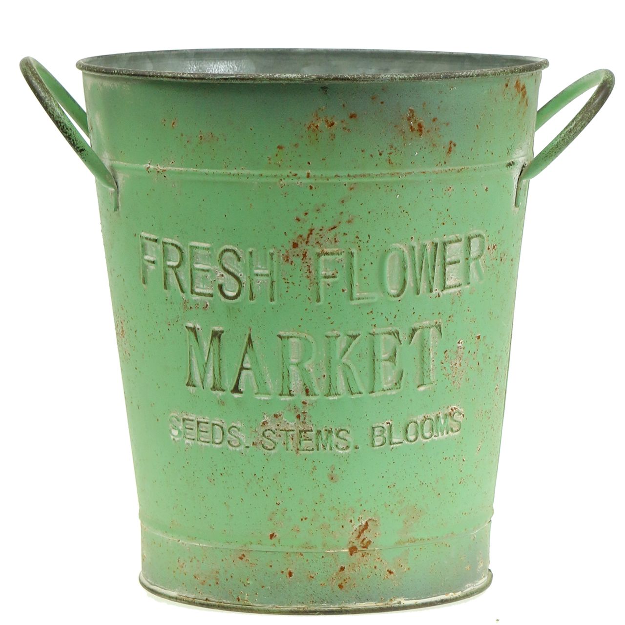 Floristik24.nl Antiek groene zinken emmer Ø20,5cm H22,5cm-64143