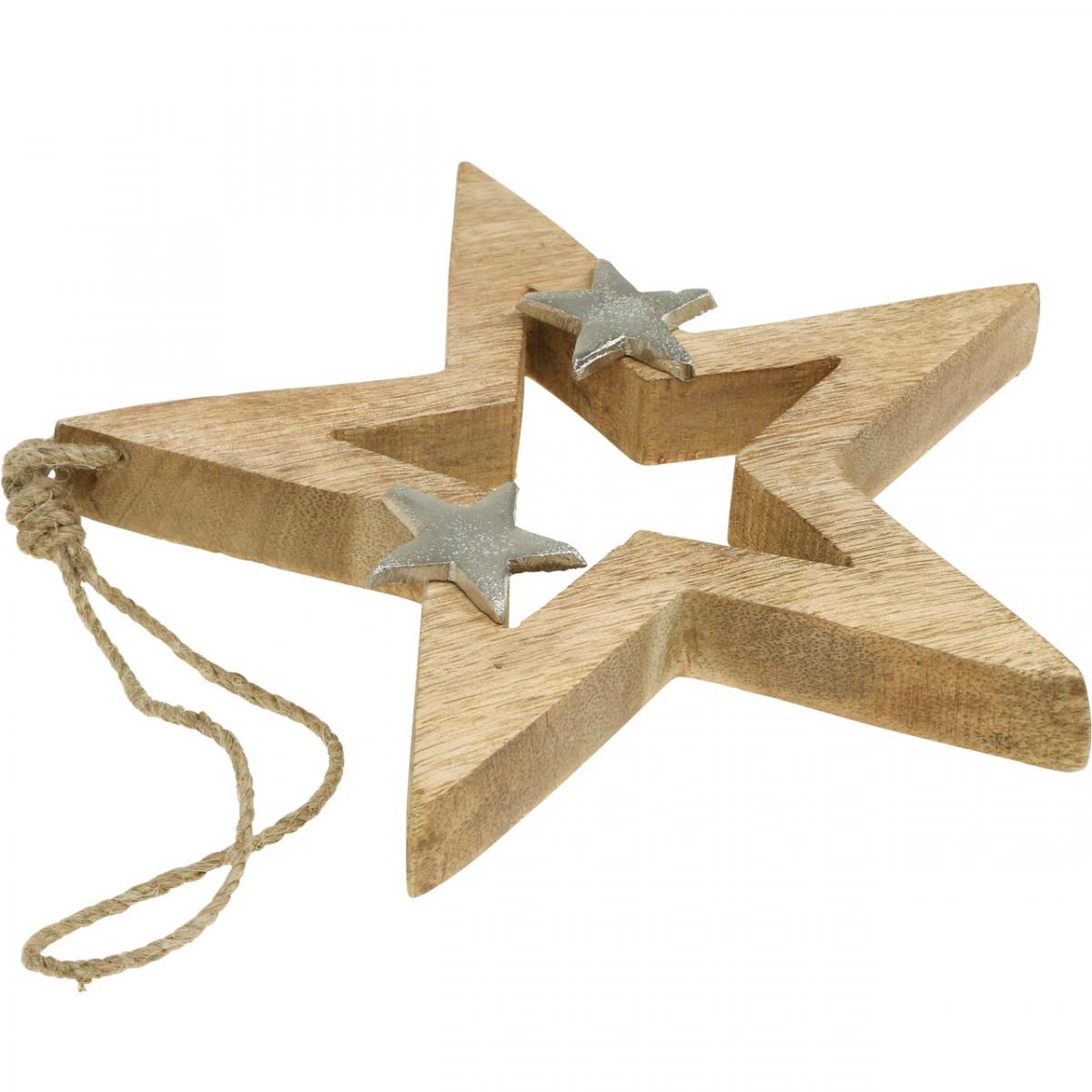 Floristik24.nl Kerstster om op te hangen Ster houten decoratie Kerst H22cm