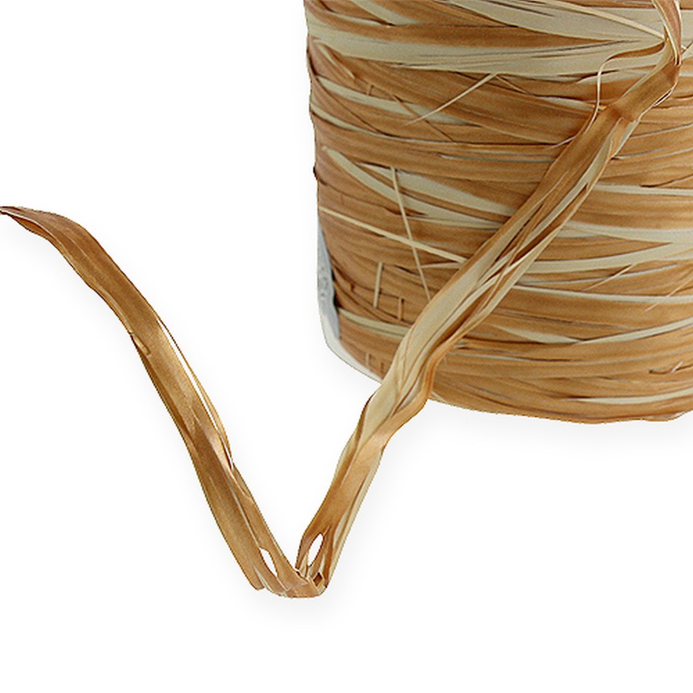 Floristik24.nl Raffia tape bicolor goud crème 200m-54041322070