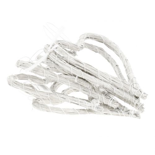 Floristik24.nl Raffia hart om op te hangen wit 15cm 8st