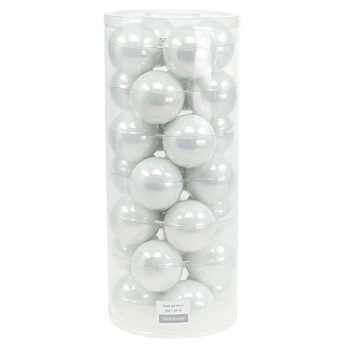 Floristik24.nl Kerstbol glas Ø6cm wit 24 st